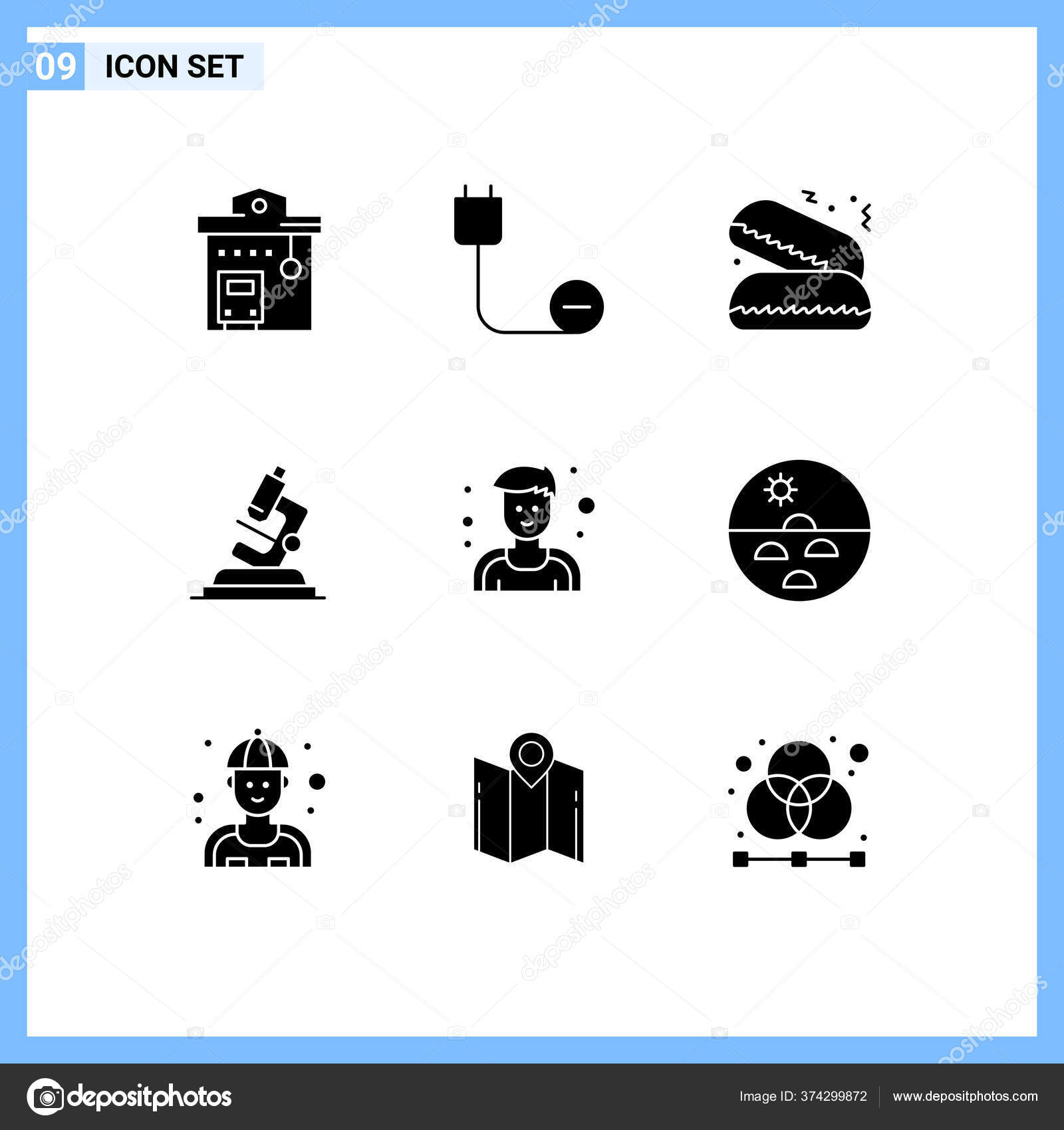 Group Solid Glyphs Signs Symbols Athlete Science Hardware Microsope Pie ...