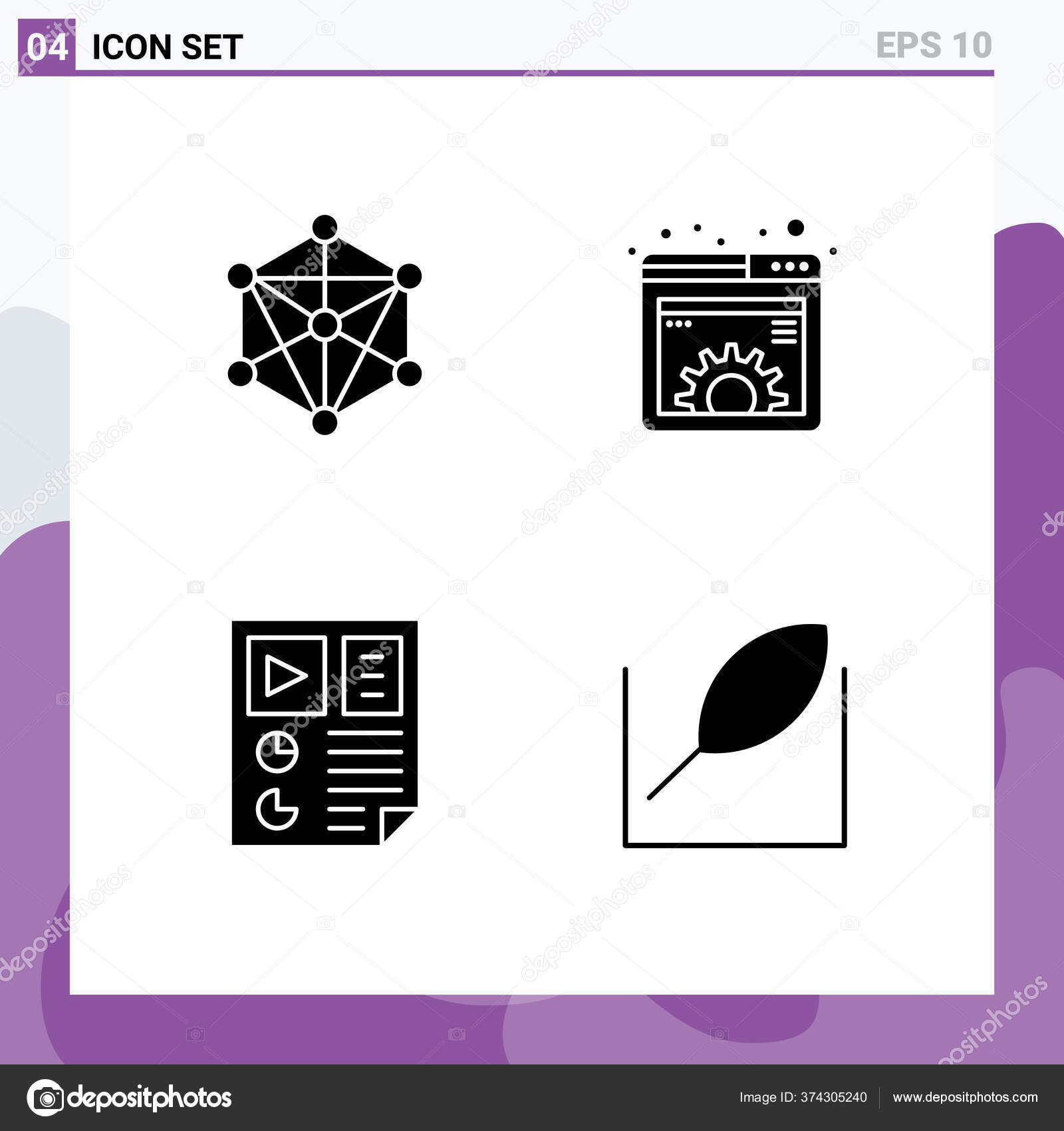 Mobile Interface Solid Glyph Set Pictograms Data Data Machine Gear ...