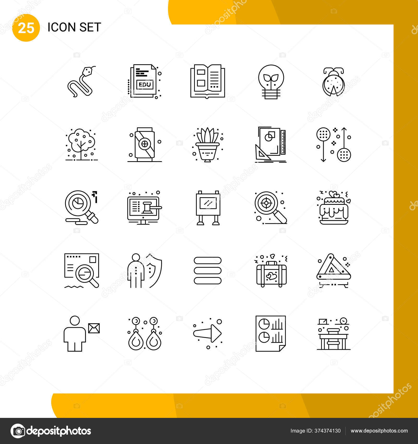 Pack Modern Lines Signs Symbols Web Print Media Bug Light Stock Vector ...