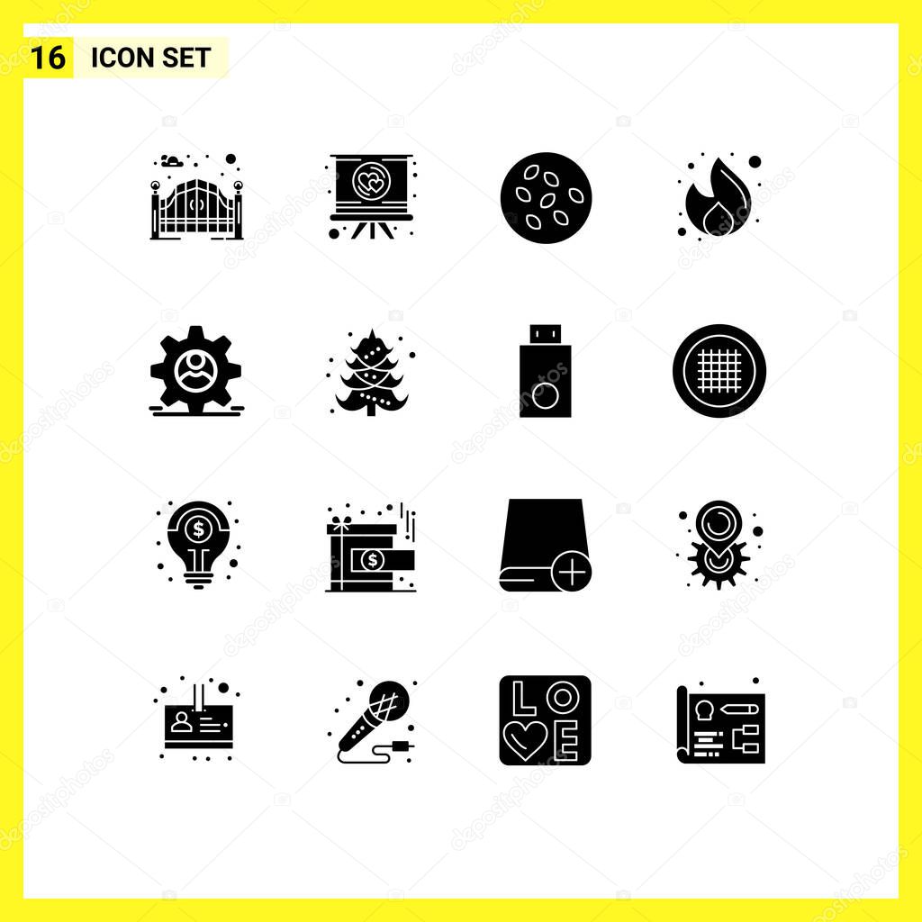 Conjunto moderno de 16 glifos sólidos y símbolos como dper, dinero ...