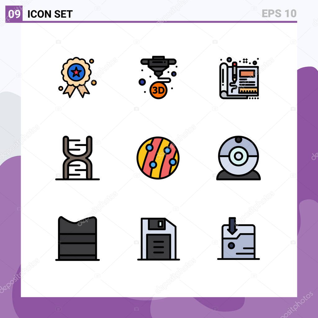 Pack de 9 líneas de vectores editables Simple Filledline Flat Colores ...