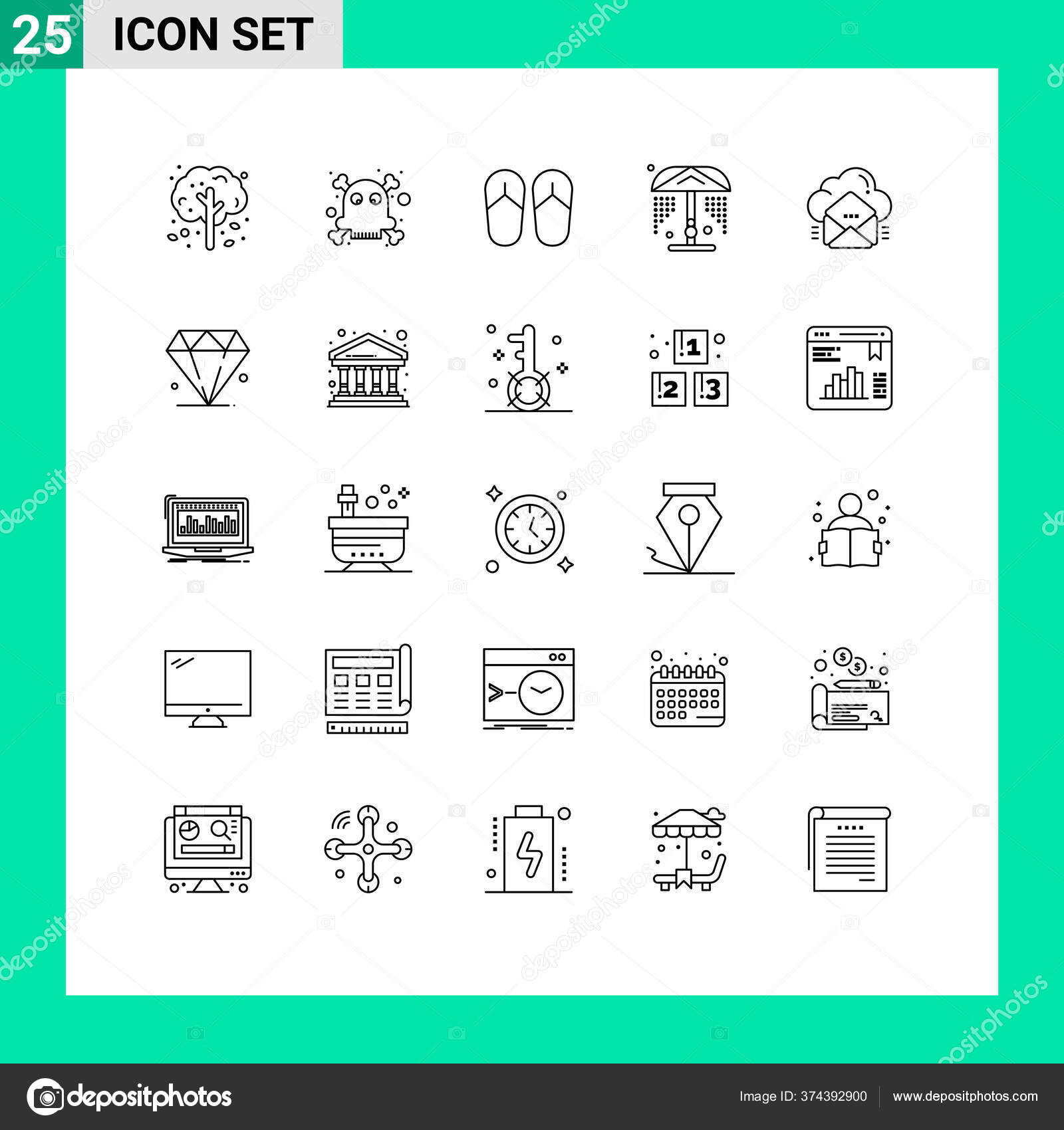 Line Pack Universal Symbols Message Email Foot Mail Park Editable Stock ...