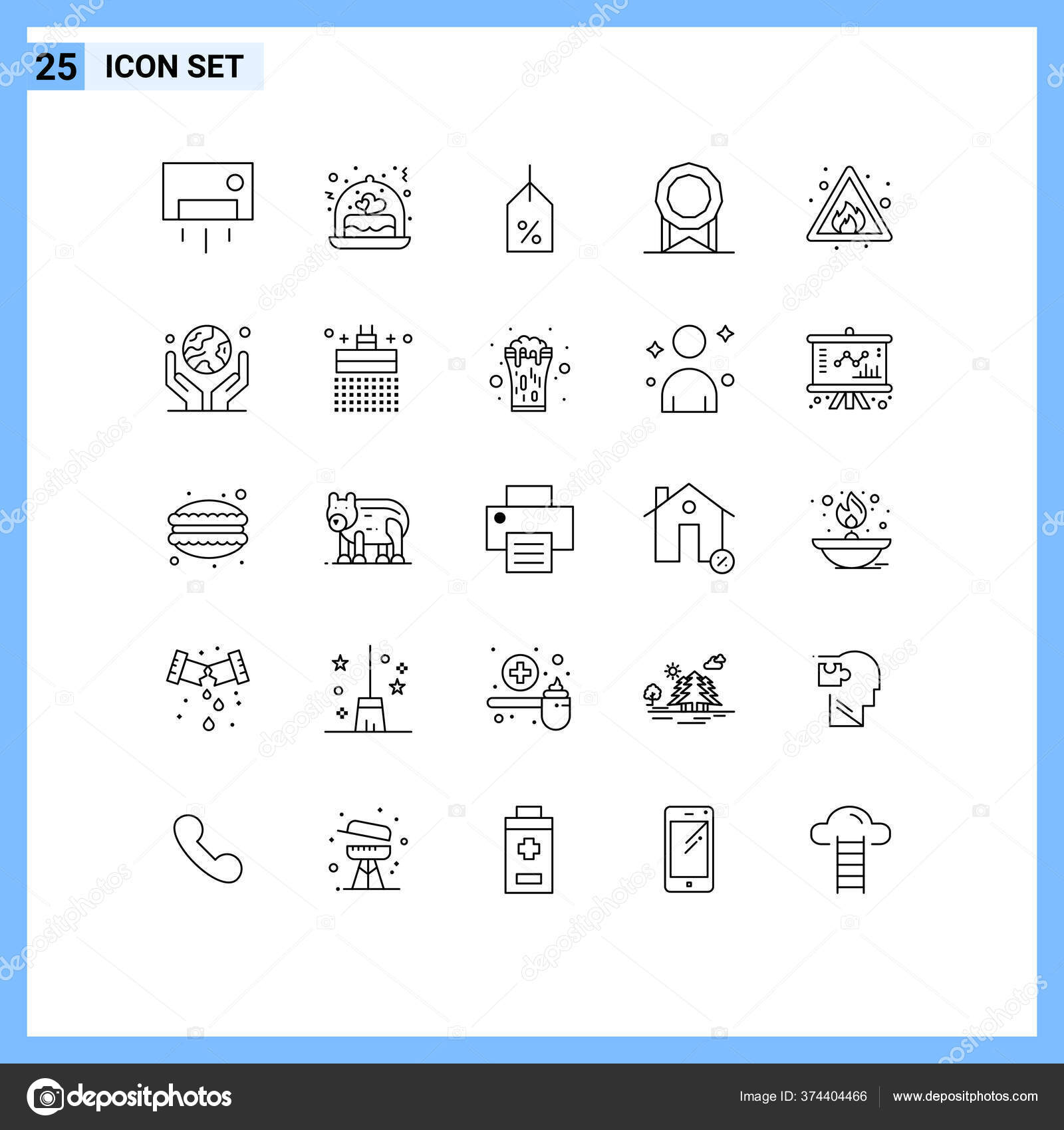 Group Modern Lines Set Fire Medal Gift License Logistic Editable Stock ...