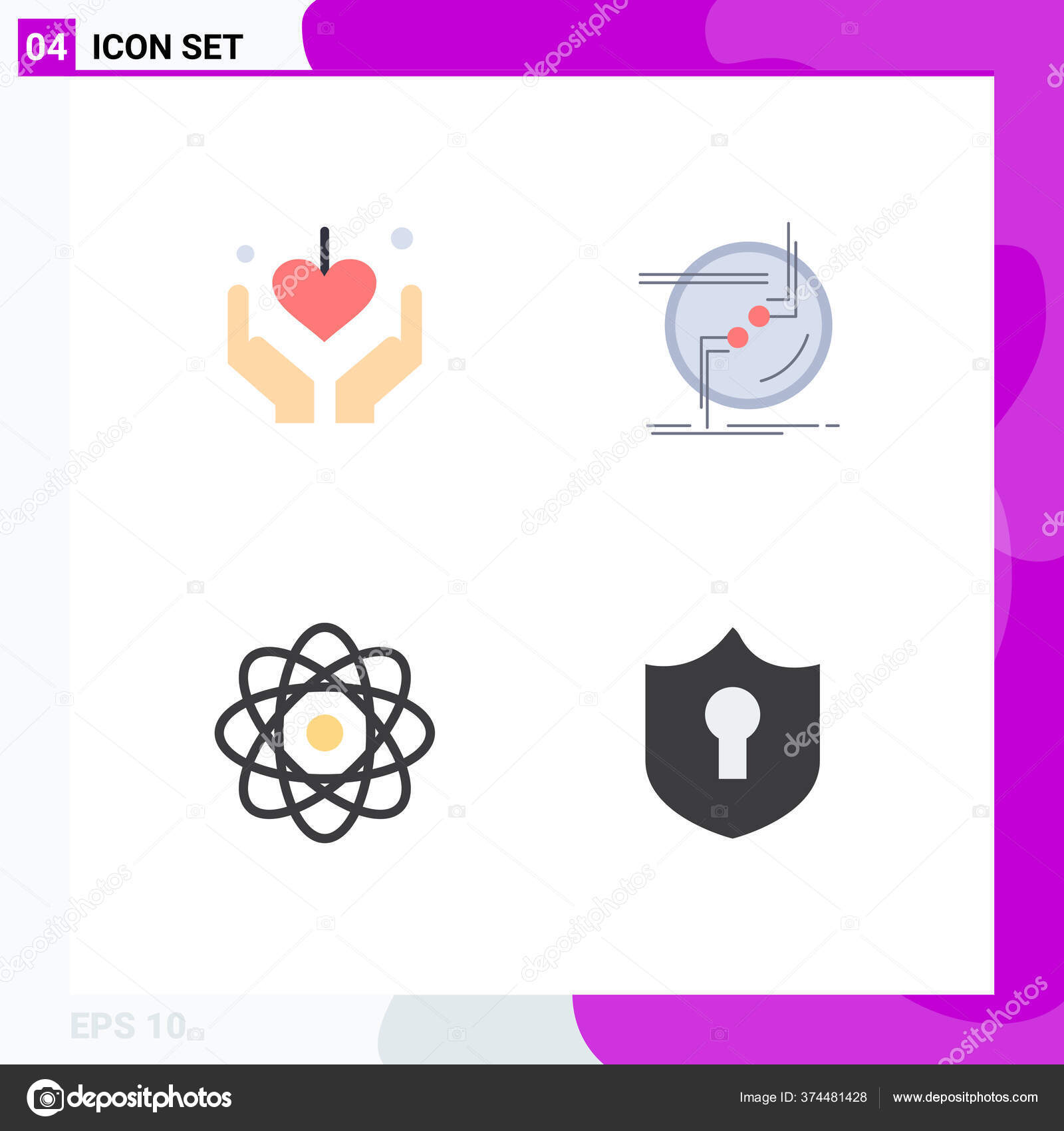 Modern Set Flat Icons Symbols Hands Atom Mother Connection Science ...