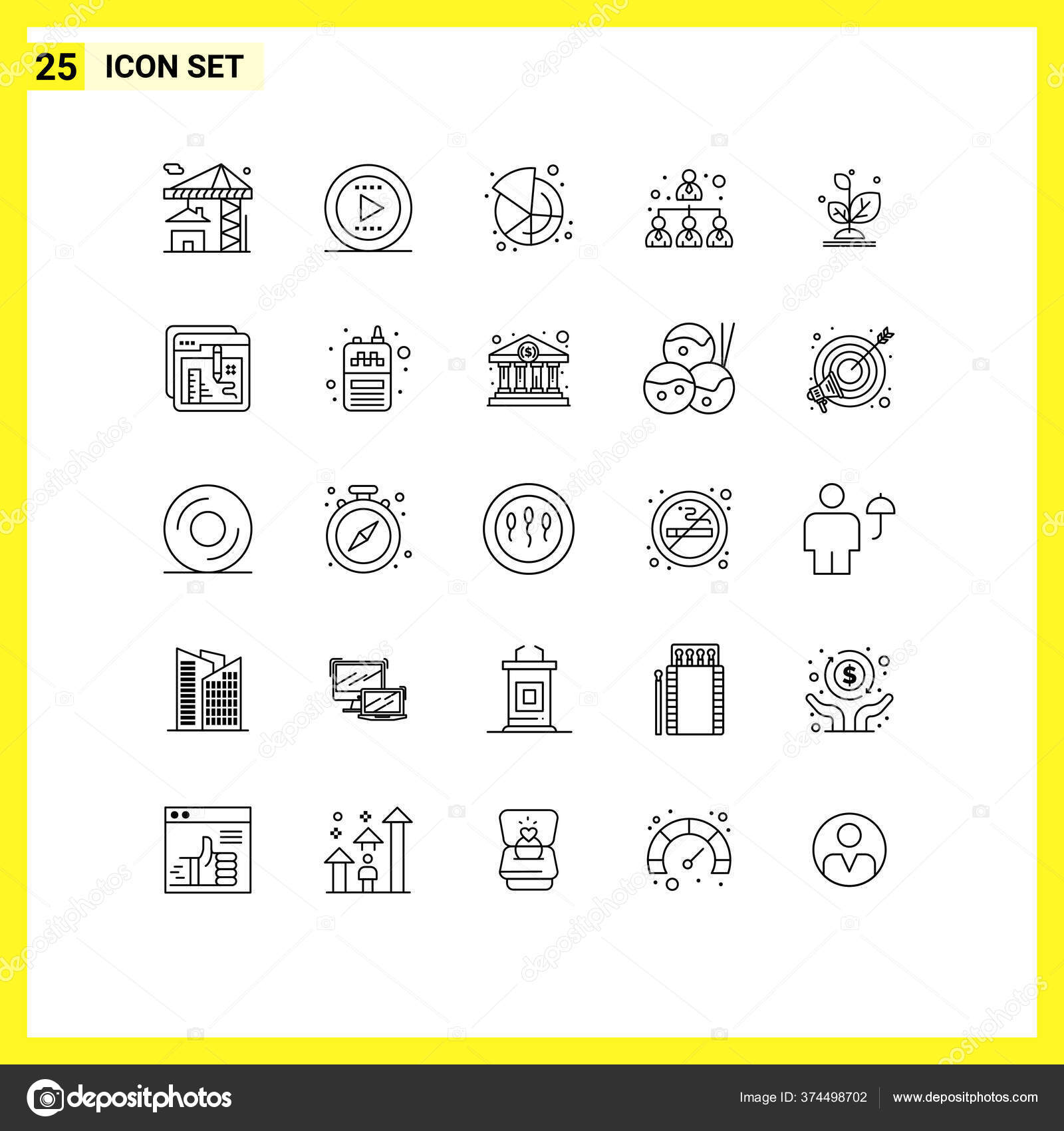 Signos Línea Universal Símbolos Éxito Crecimiento Mercado Planta ...