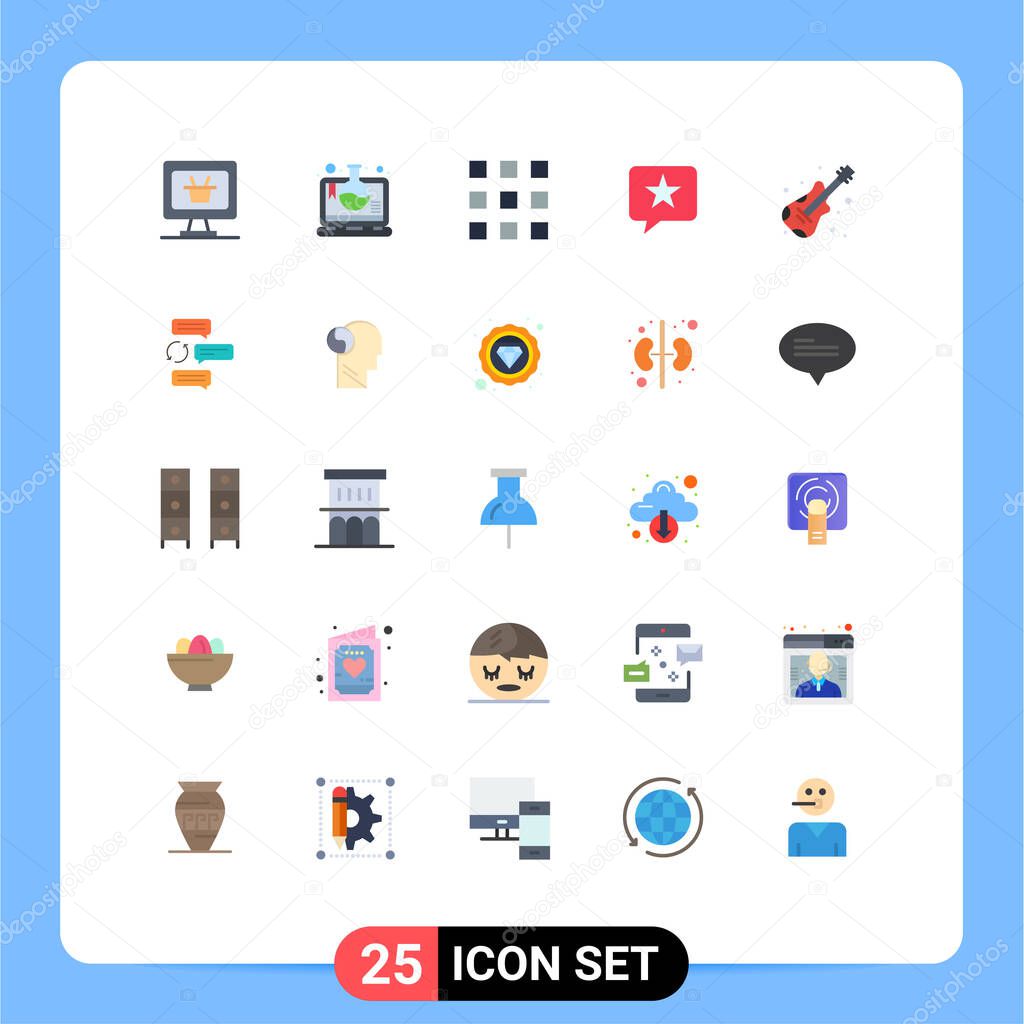 25 Colores planos vectoriales temáticos y símbolos editables de chat ...