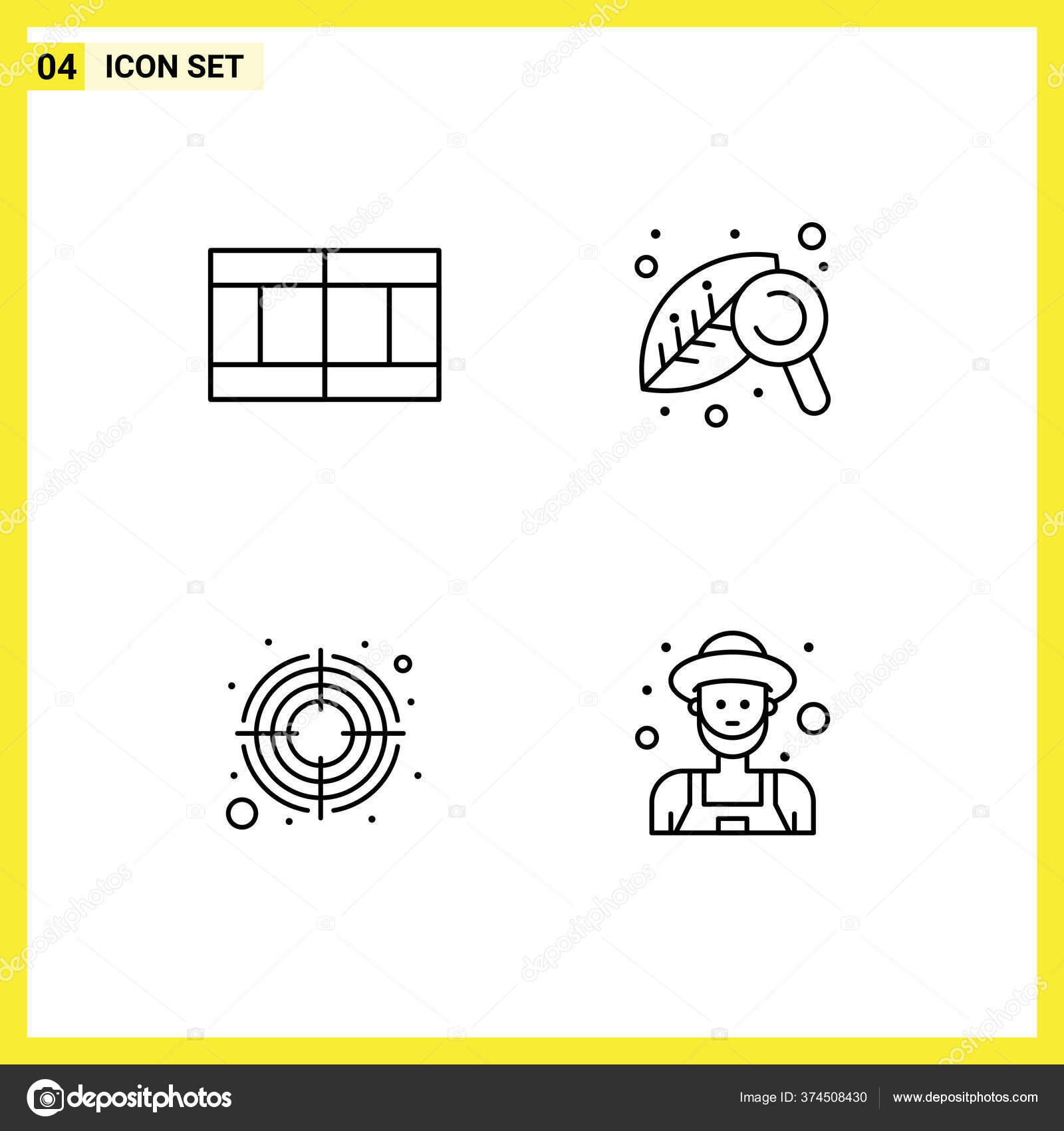 Mobile Interface Line Set Pictograms Field Goal Agriculture Nature ...