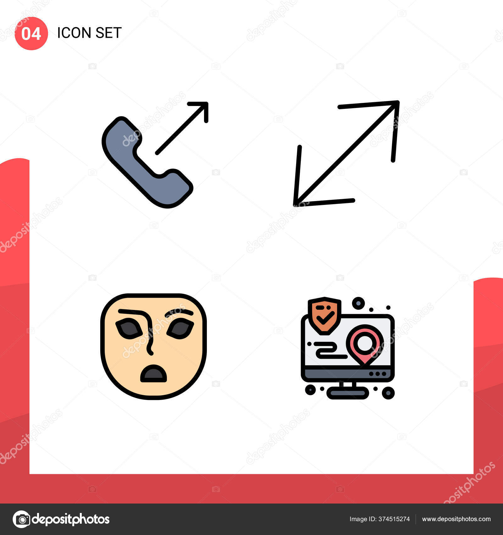 Universal Icon Symbols Group Modern Filledline Flat Colors Call Face ...