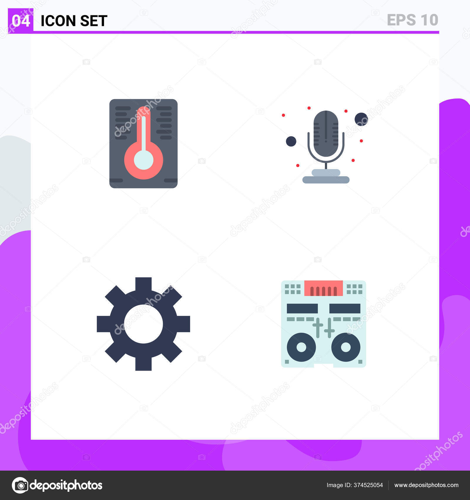 Creative Icons Modern Signs Symbols Temperature Console Microphone ...