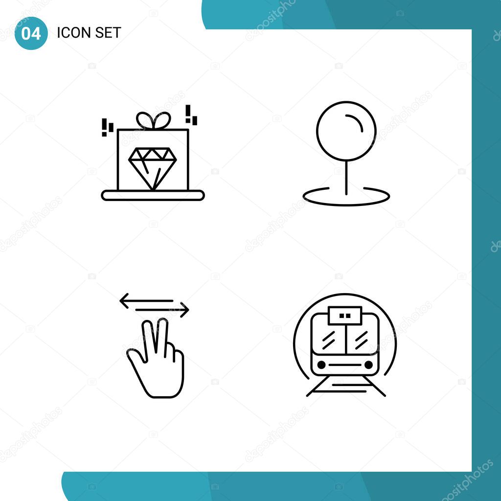 4 L nea de interfaz de usuario Paquete de signos y s mbolos modernos de diamante, m vil ...