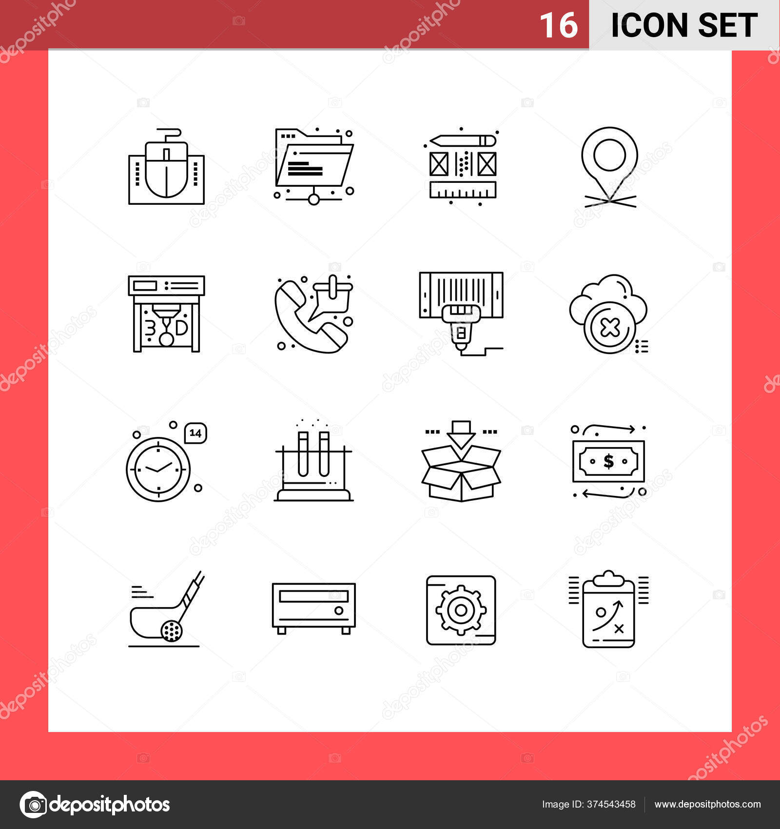 Thematic Vector Outlines Editable Symbols Printing Printing Creative ...