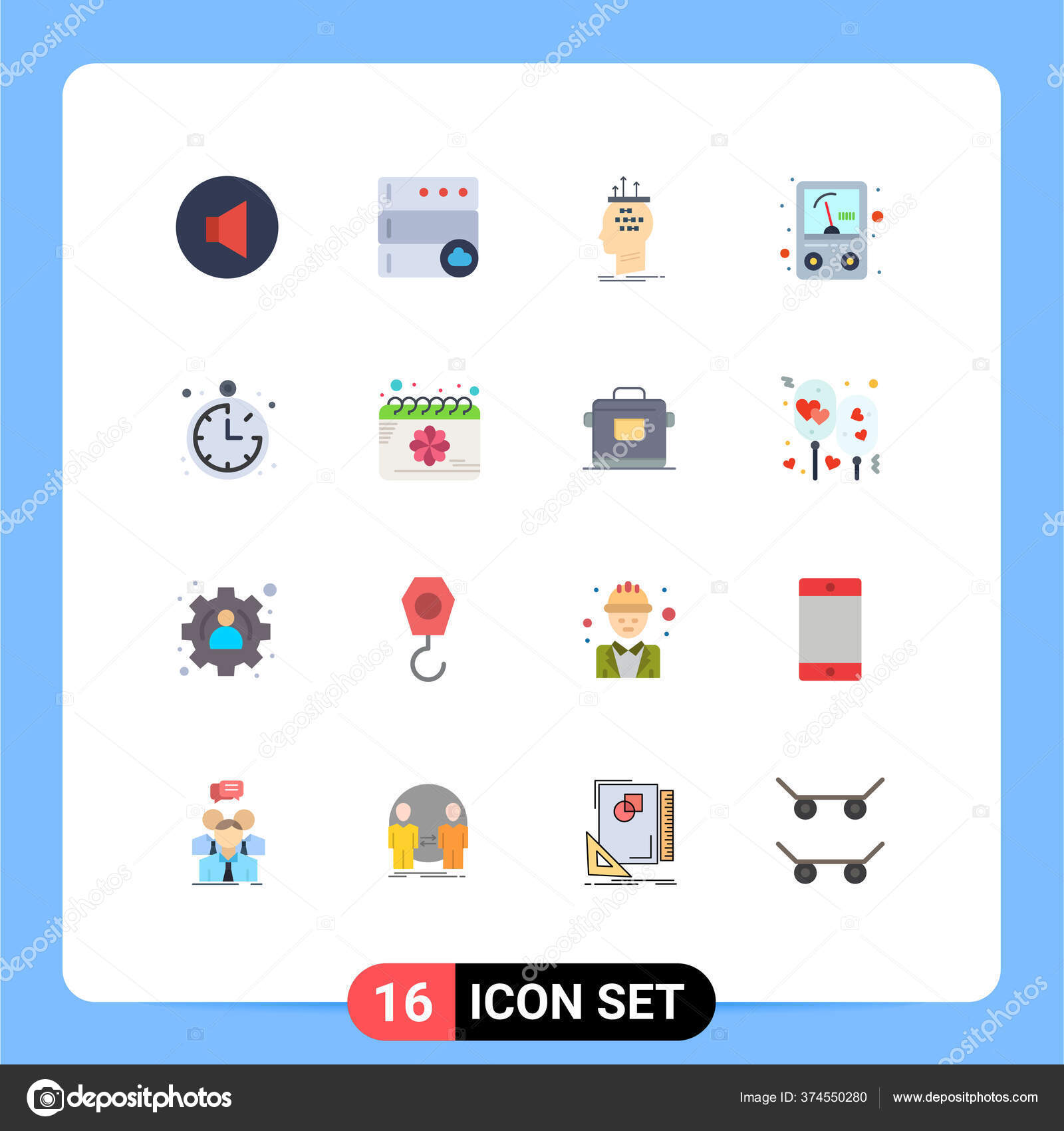 Pack Creative Flat Colors Calendar Location Conclusion Compass Meter ...