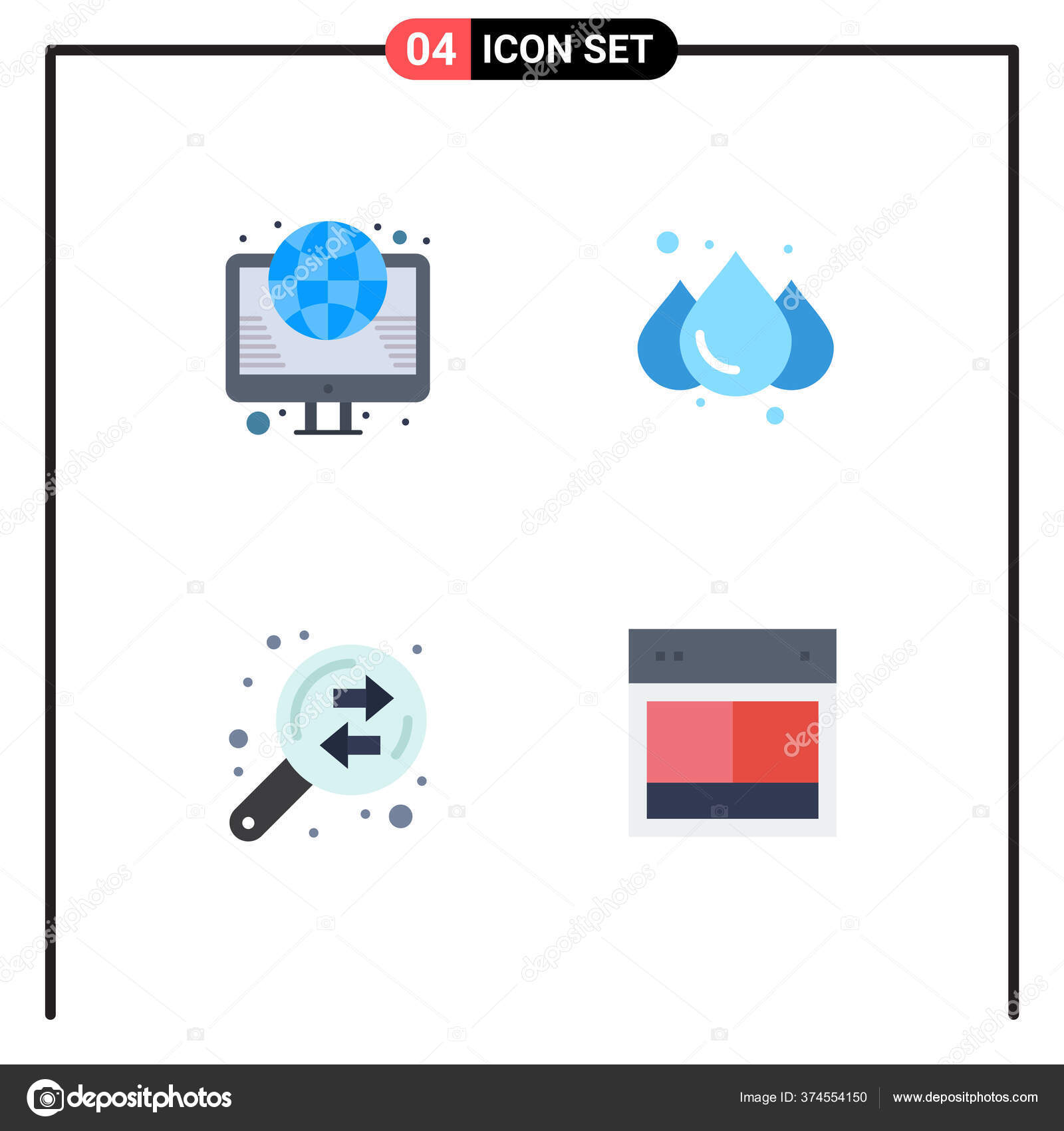 Universal Flat Icon Signs Symbols Globe Data Analysis Web Rainy Stock ...