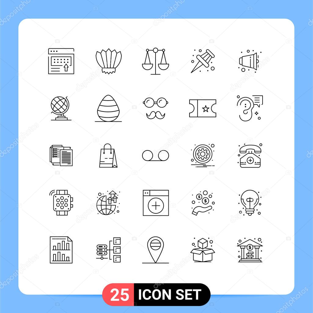 Stock Pack de iconos vectoriales de 25 líneas Signos y símbolos para la mitad, escuela, océano ...