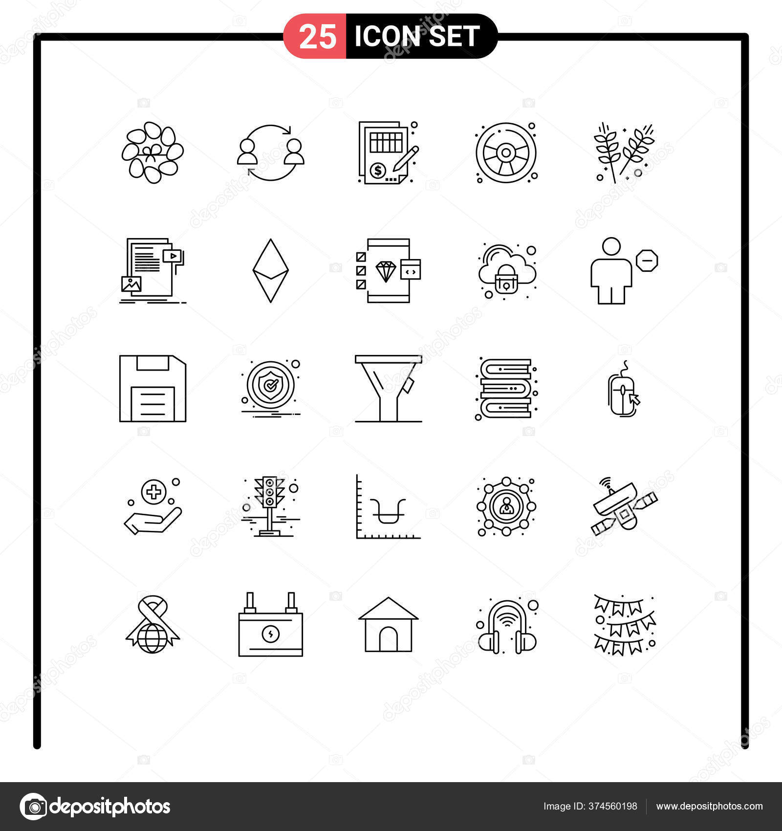 Pack Modern Lines Signs Symbols Web Print Media Play Fun Stock Vector ...