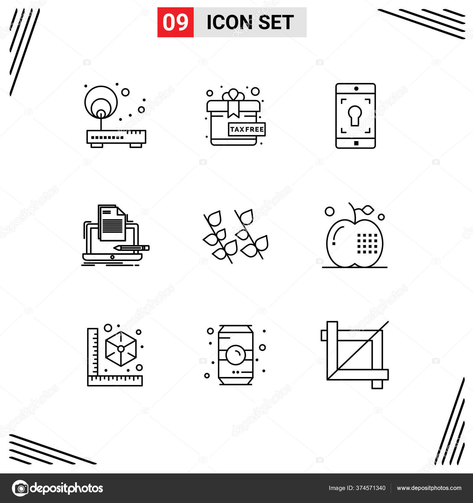 Universal Outline Signs Symbols Ecology List Application Computer Coder ...