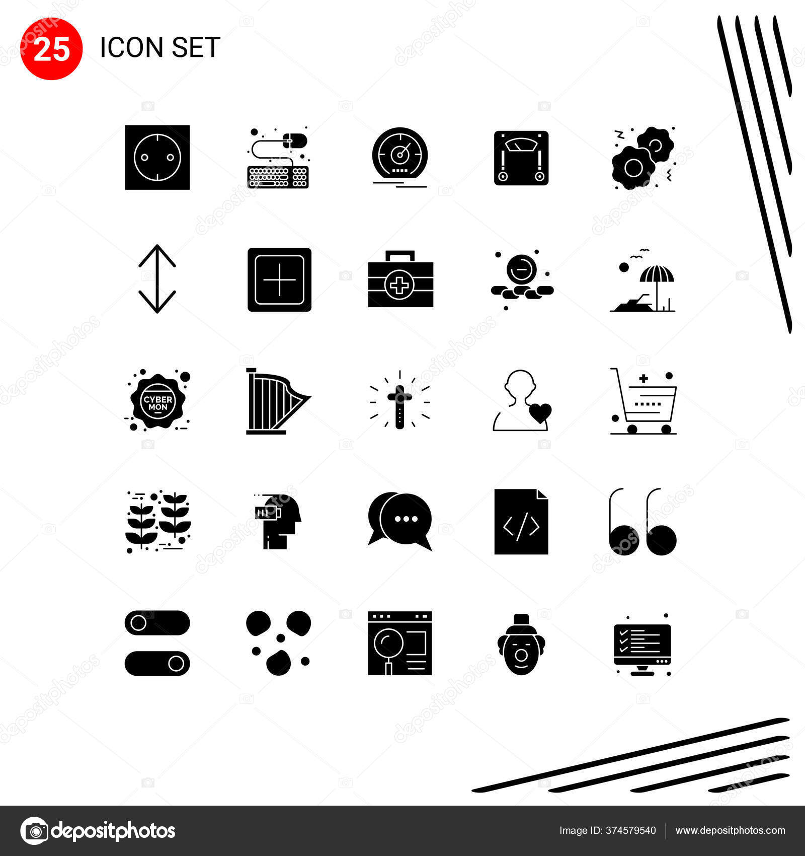 Group Solid Glyphs Signs Symbols Food Weight Dashboard Weighing Machine ...