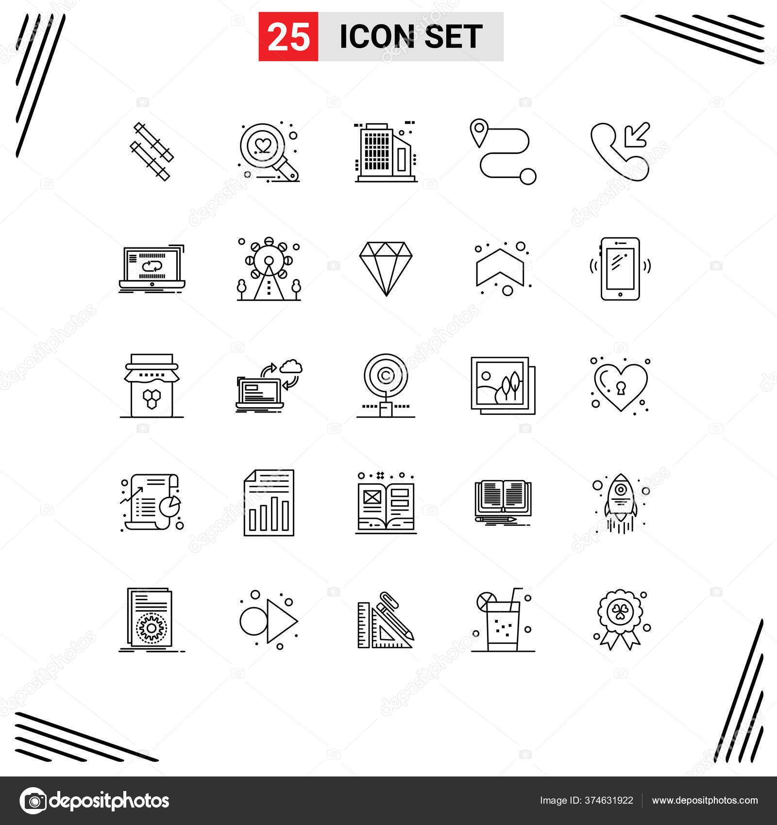 User Interface Pack Basic Lines Holiday Sync Route Link Communication Stock Vector Image by ...