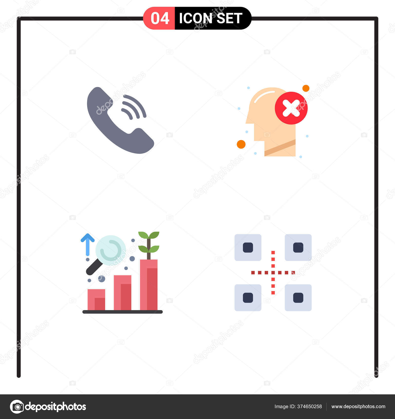 Thematic Vector Flat Icons Editable Symbols Call Analysis Brain Human ...