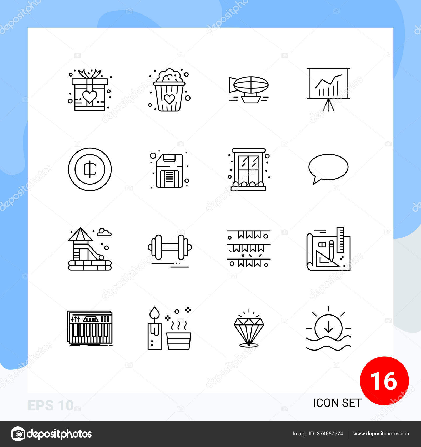 Universal Outline Signs Symbols Coin Presentation Balloon Office ...