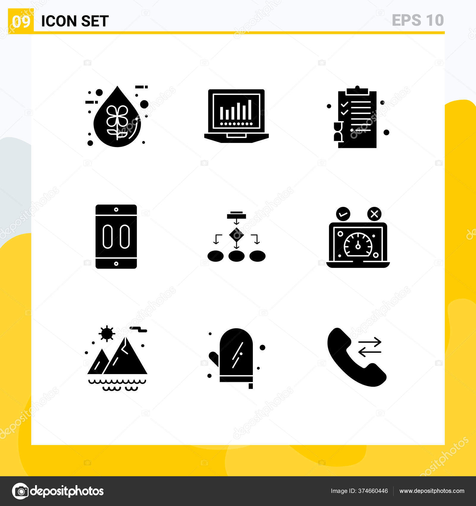 Set Modern Icons Symbols Signs Flowchart Mobile Back School Devices ...