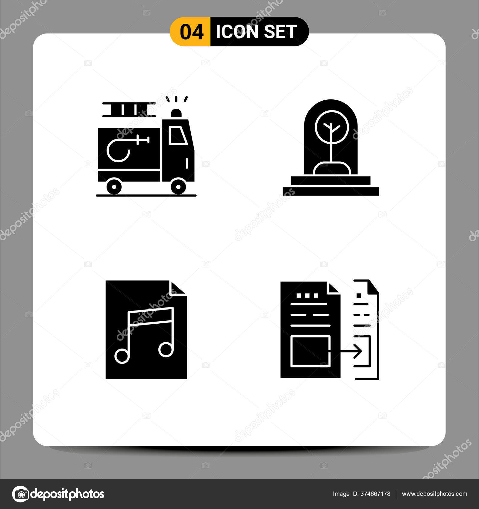 Thematic Vector Solid Glyphs Editable Symbols Firefighter Audio ...