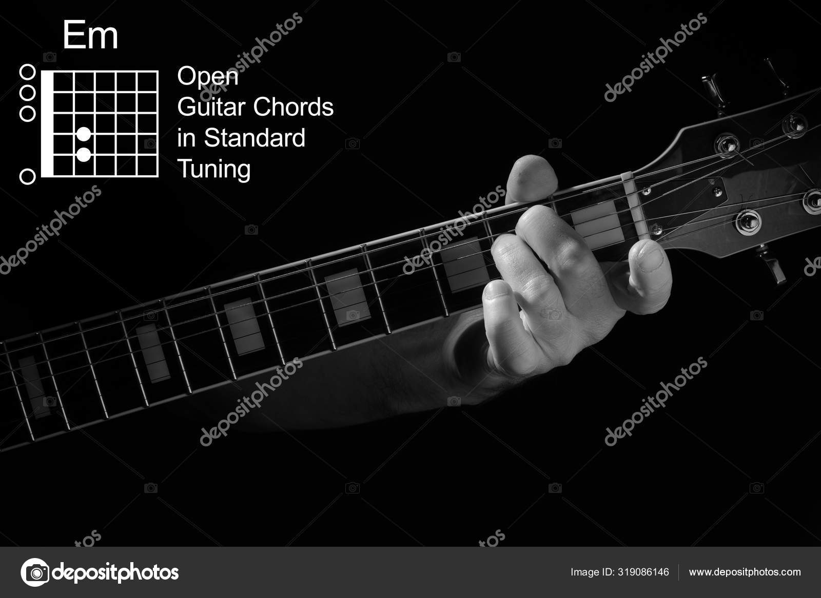 Standart Akort Gitar Eğitiminde Gitar Akordu Gitarda Siyah Arkaplanda ...