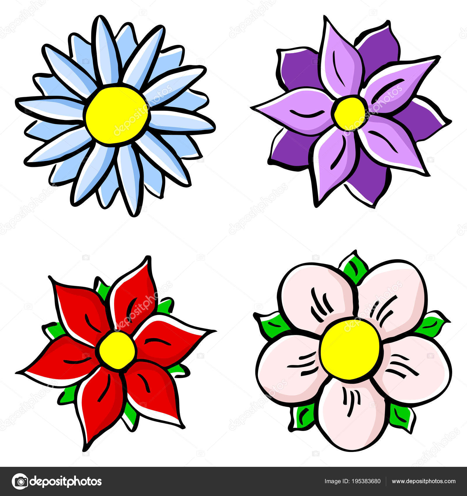 Fleurs de dessin animé colorées Stock Vector by ©antimartina 195383680