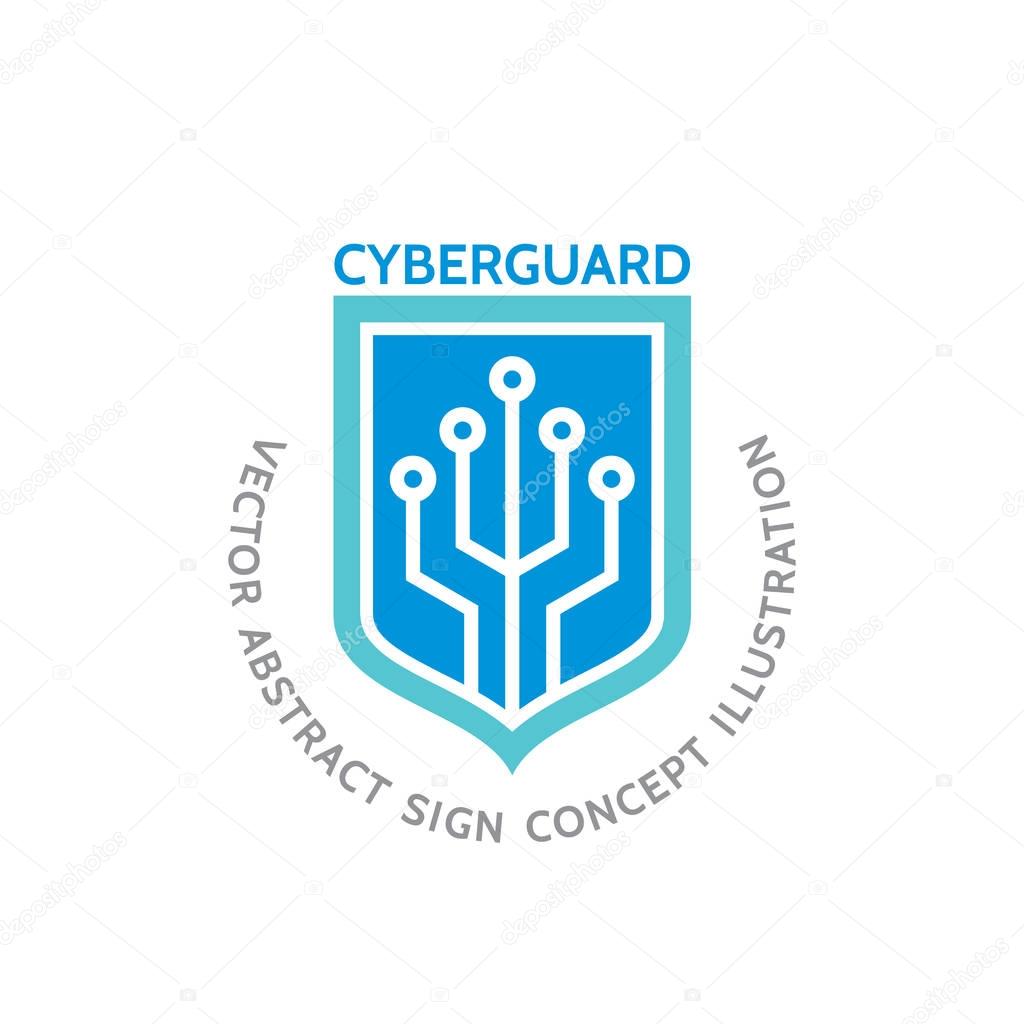Ciber guardia - vector logotipo plantilla concepto ilustración. Escudo ...