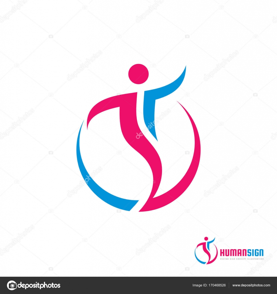 Human character sign - vector logo template concept illustration ...