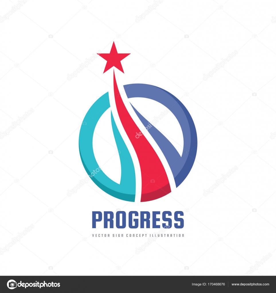 Progress - abstract vector logo. Design elements with star sign ...