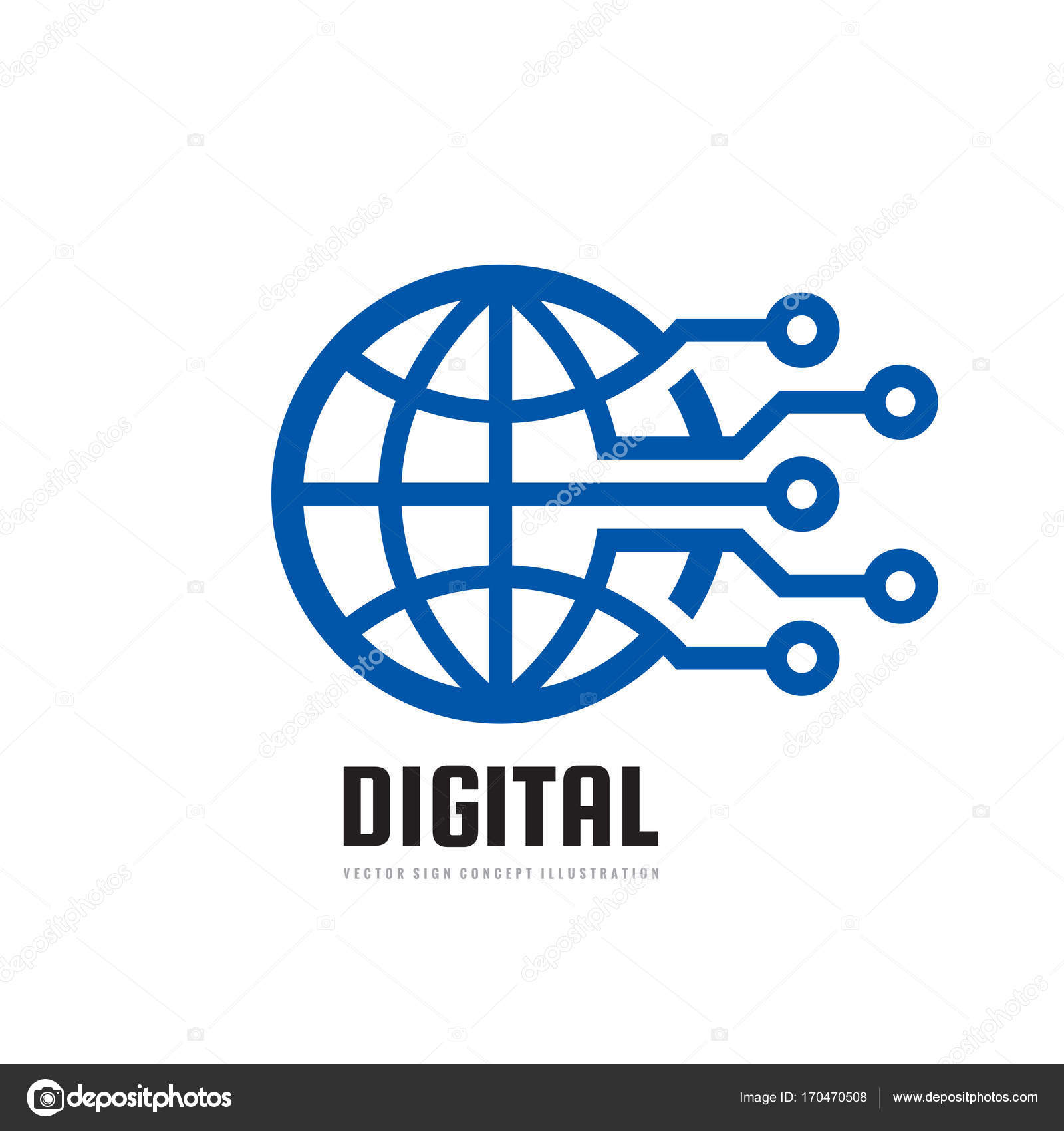 Digital world - vector business logo template concept illustration ...