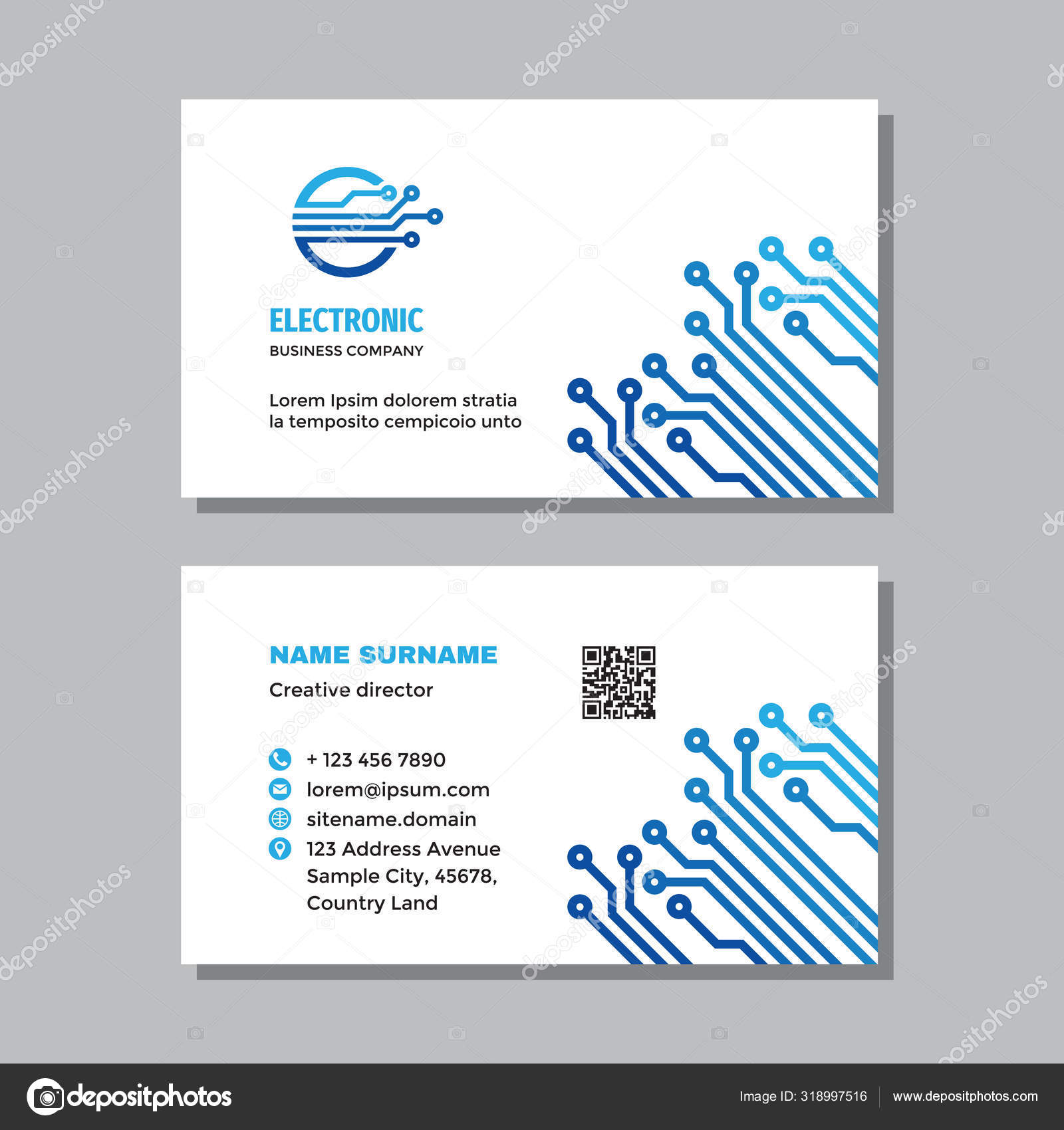 Business Card Template Logo Concept Design Network Computer Digital ...