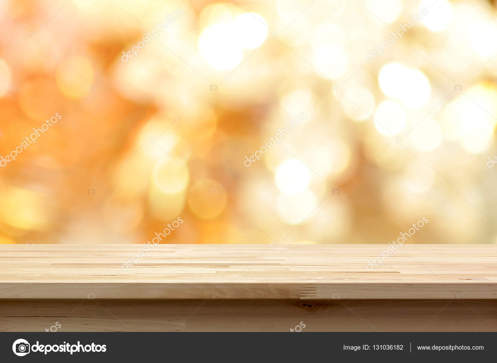 Wood table top on shiny gold bokeh abstract background Stock Photo by ...