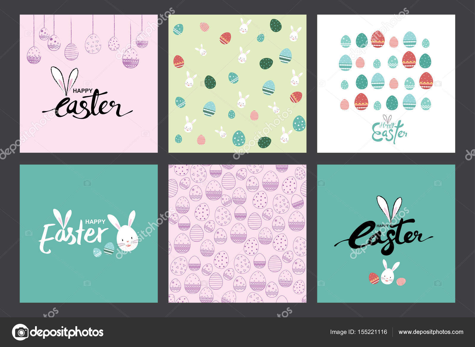 Set Cute Colorful Easter Cards Patterns Stock Vector by ©kritchanut ...