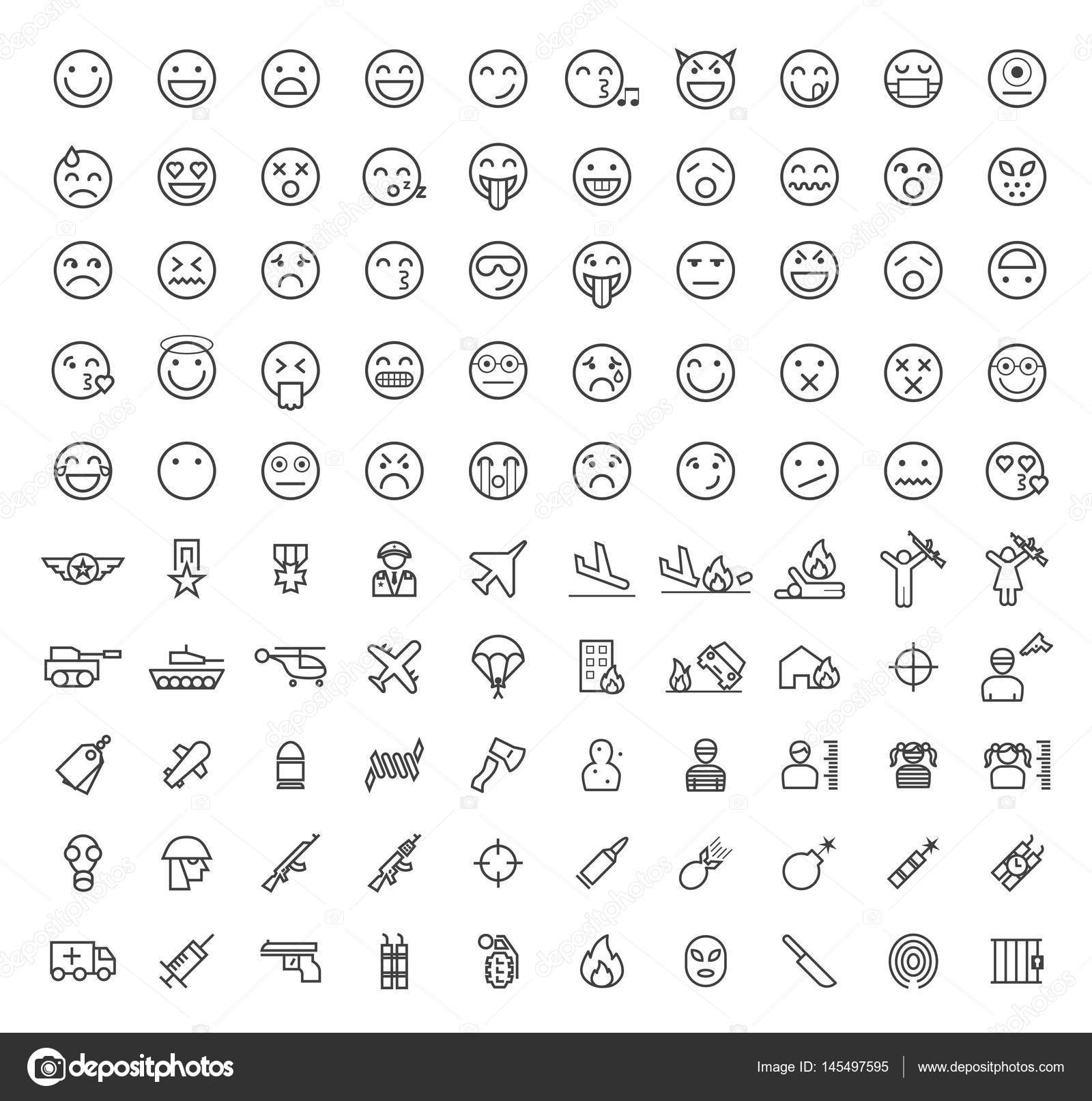 Set of 100 Isolated Minimal Modern Simple Elegant Black Stroke Icons on ...