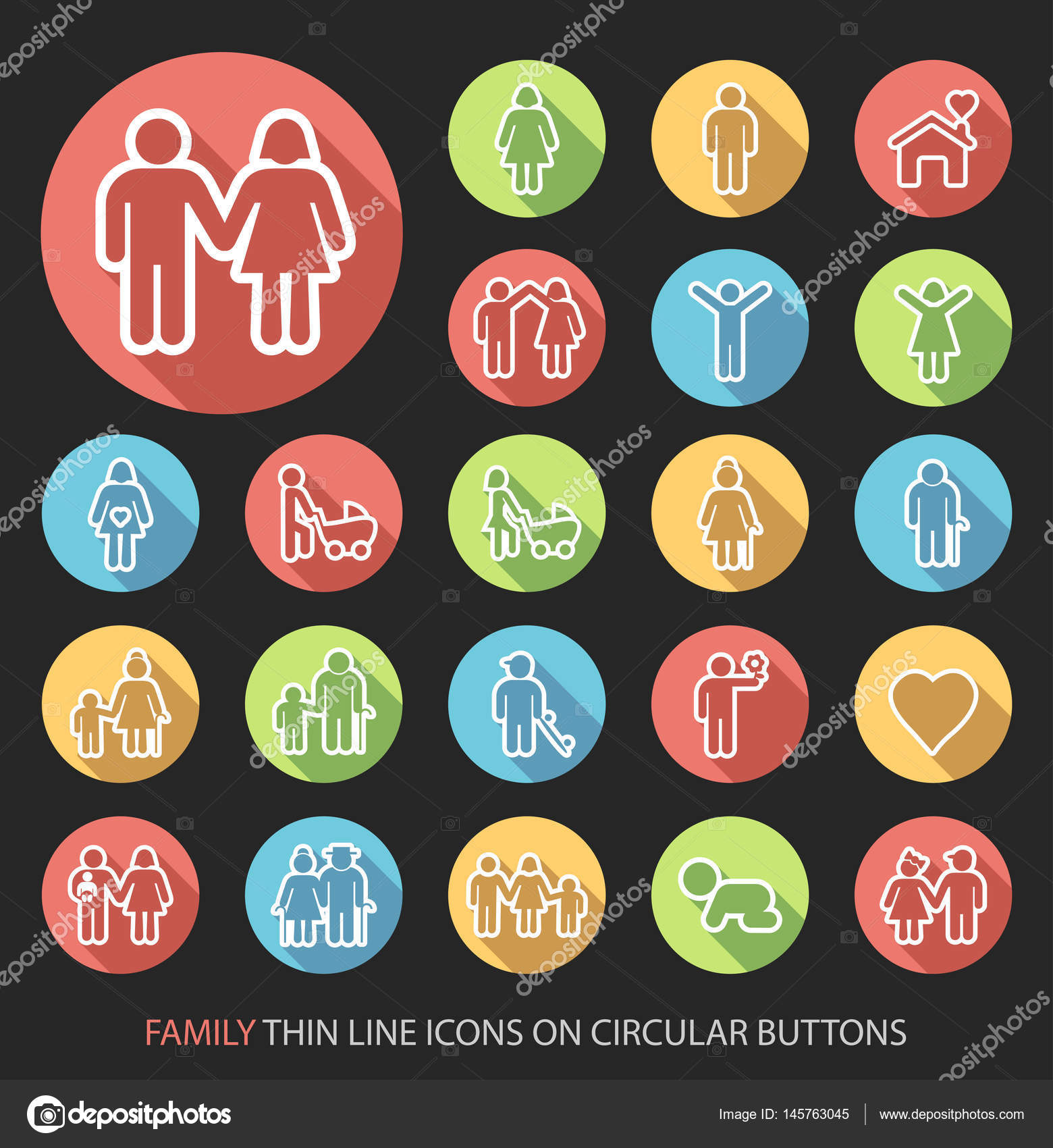 Set of Elegant Family Minimalistic Thin Line Icons ⬇ Vector Image by ...
