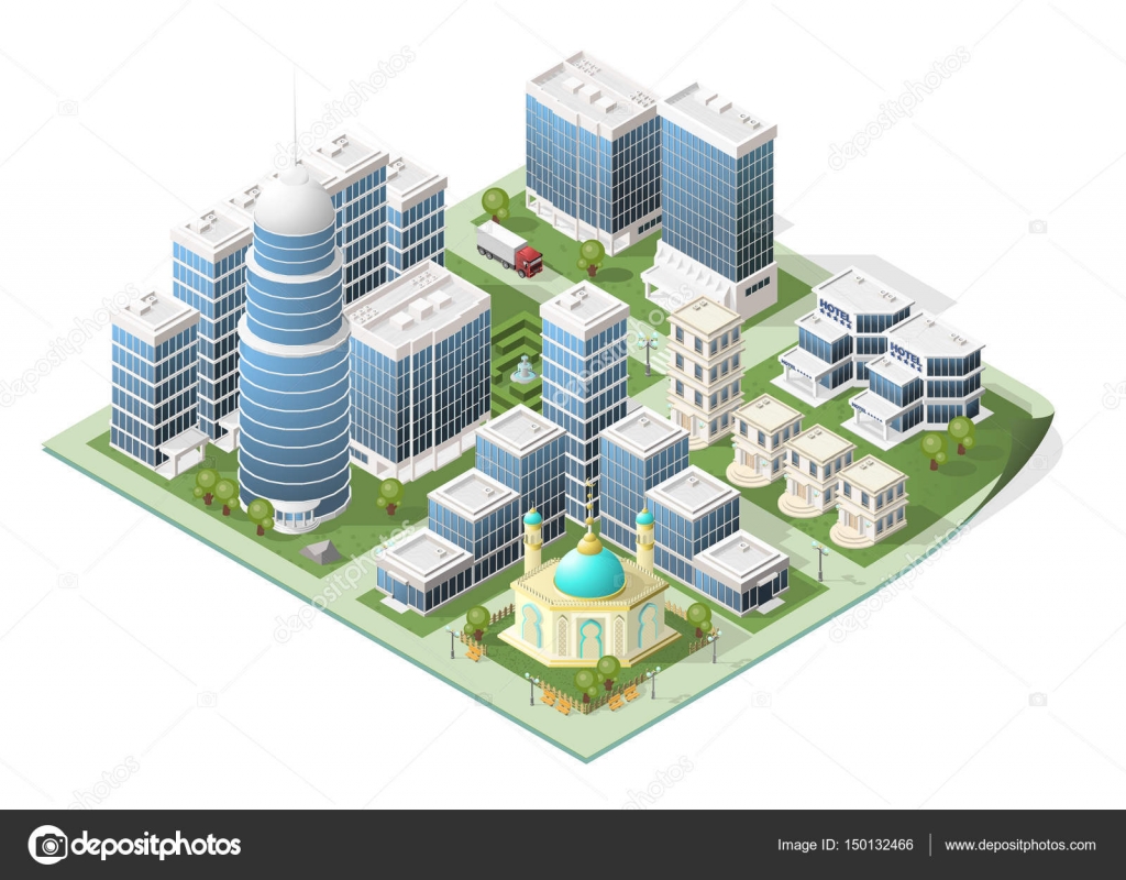 Set of Isolated High Quality Isometric City Elements on White ...