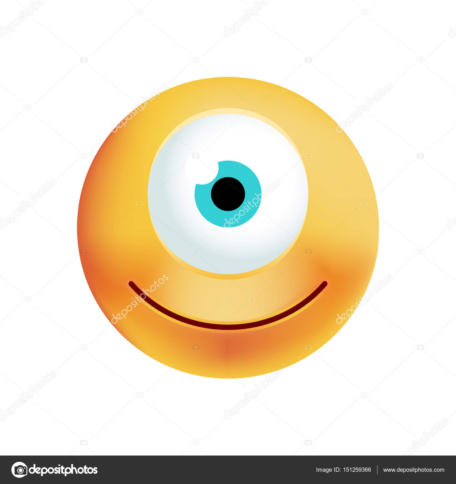 Cute Cyclops Emoticon on White Background. Isolated Vector Illustration ...