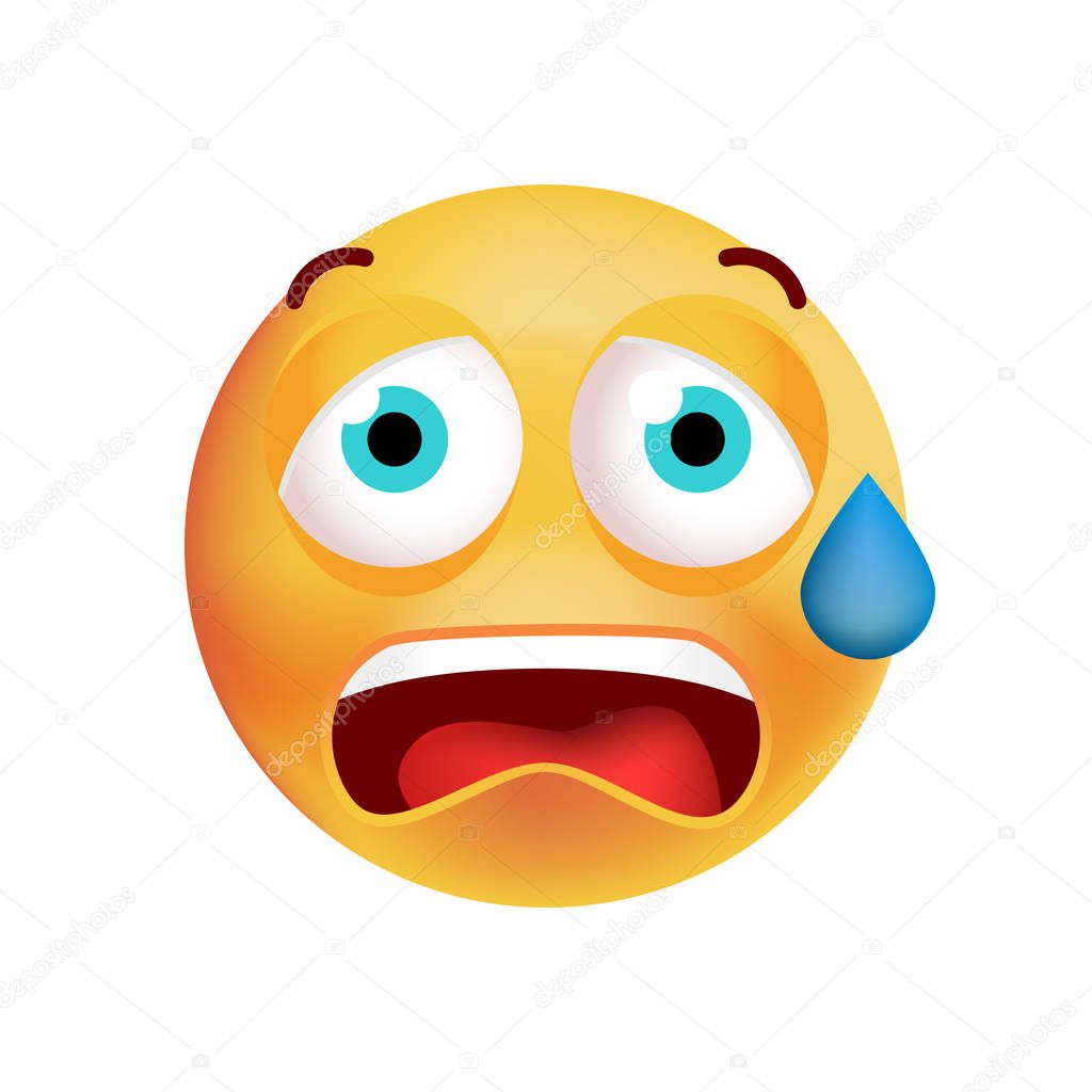 Carino spaventato Emoticon su sfondo bianco. Illustrazione vettoriale ...