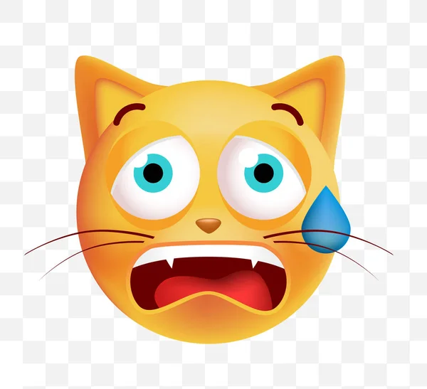 Cute Emoticon Cat with Glasses on White Background. Isolated Vector ...