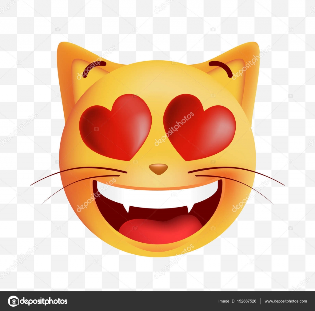 In Love Cute Emoticon Cat on White Background. Isolated Vector ...