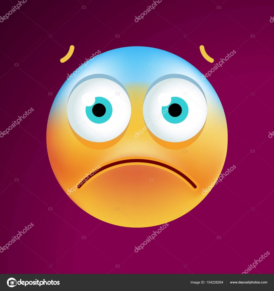 Cute Scared Emoticon on Black Background. Isolated Vector Illustration ...
