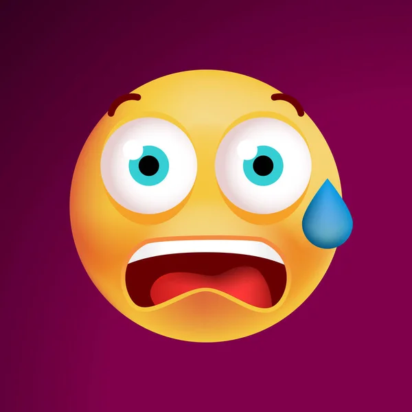 Cute Scared Emoticon on Black Background. Isolated Vector Illustration ...