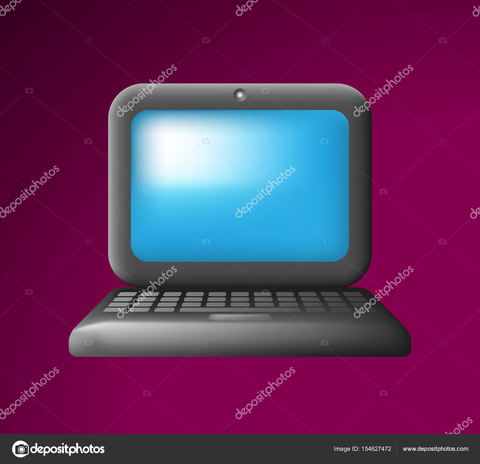 Cute Laptop on Dark Background . Isolated Vector Illustration Stock ...