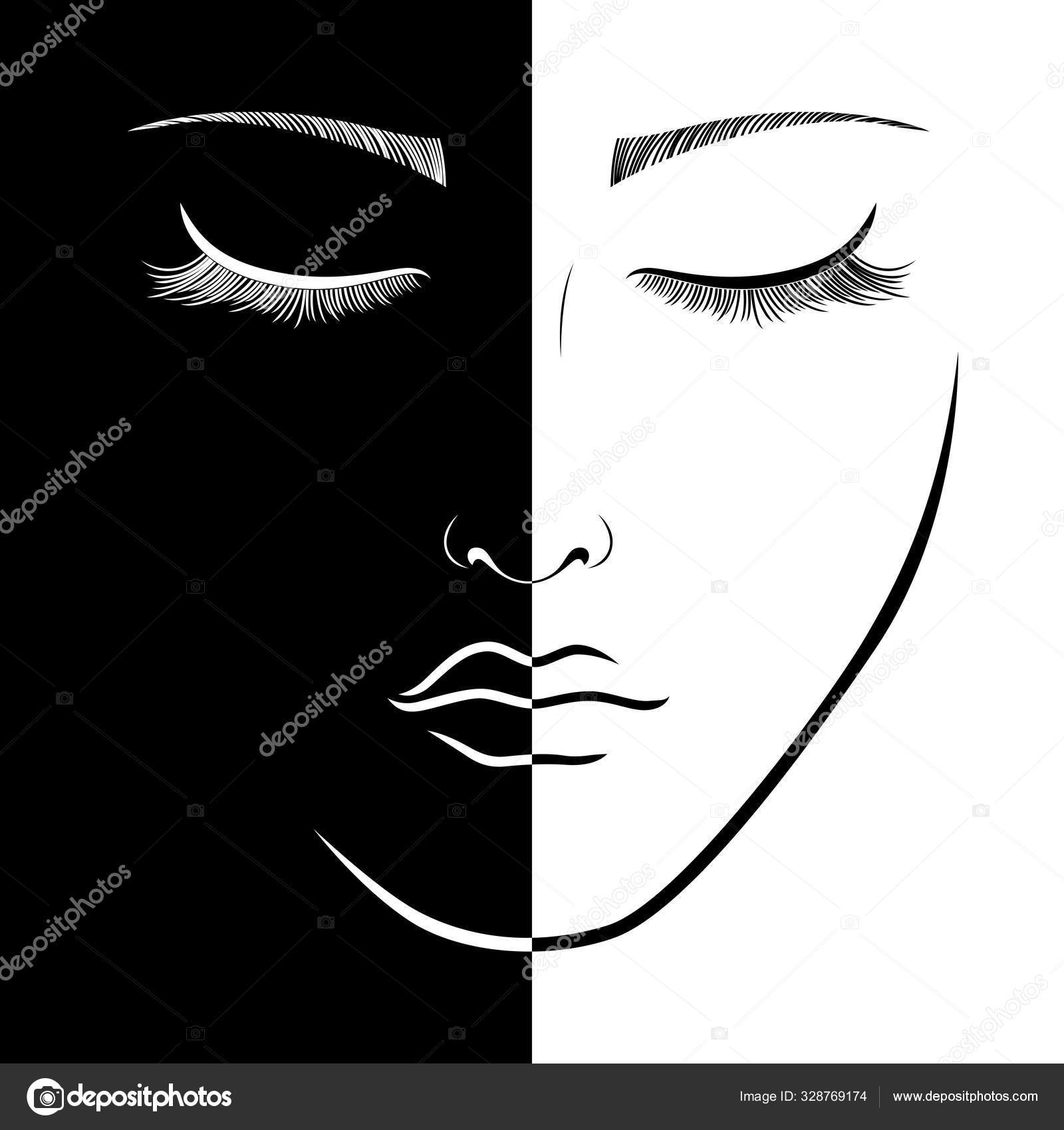 Face of lady in negative and positive space Stock Vector Image by ...