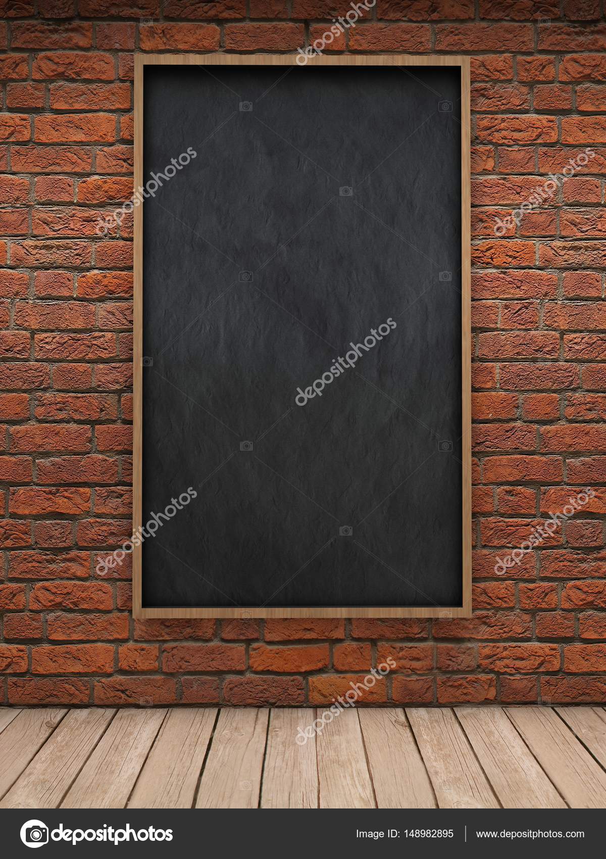Blackboard on brick wall — Stock Photo © dynamicfoto #148982895