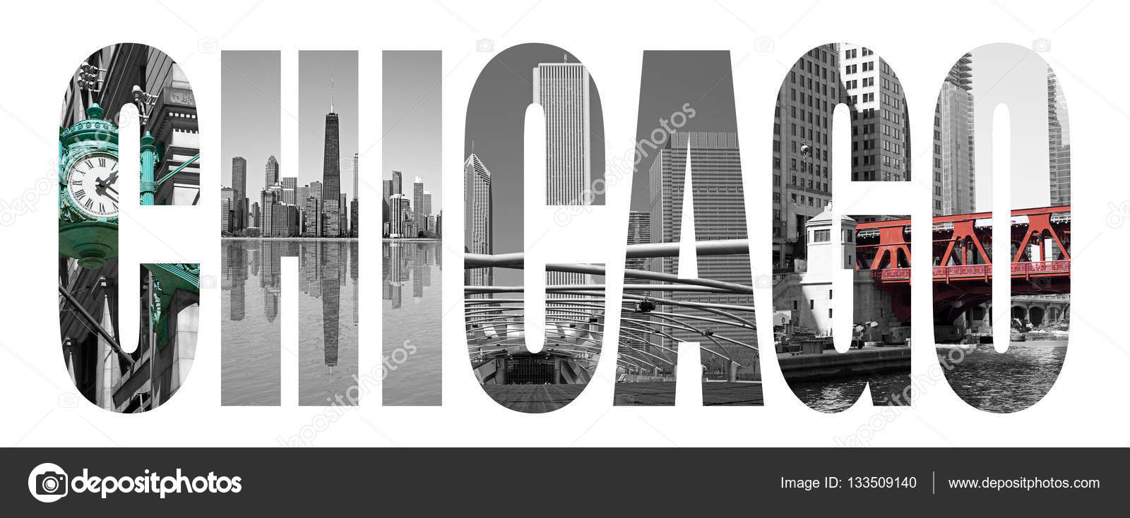 Chicago landmarks letters — Stock Photo © gdvcom #133509140