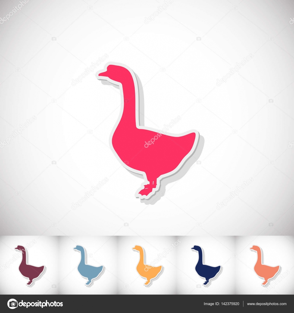 Goose. Flat sticker with shadow on white background Stock Vector by ...