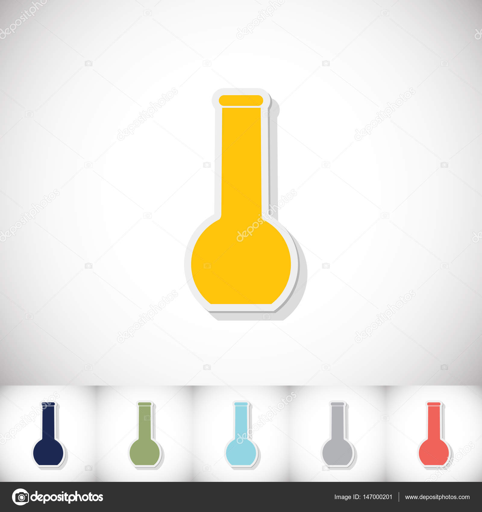 Medical flask. Flat sticker with shadow on white background Stock ...